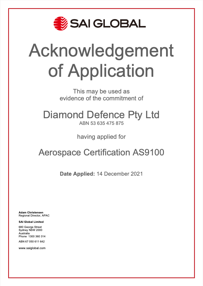 Quality/Certification - Diamond Defence